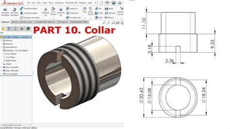Solidworks Tutorial Design Of Bench Vice Part 10collar Youtube
