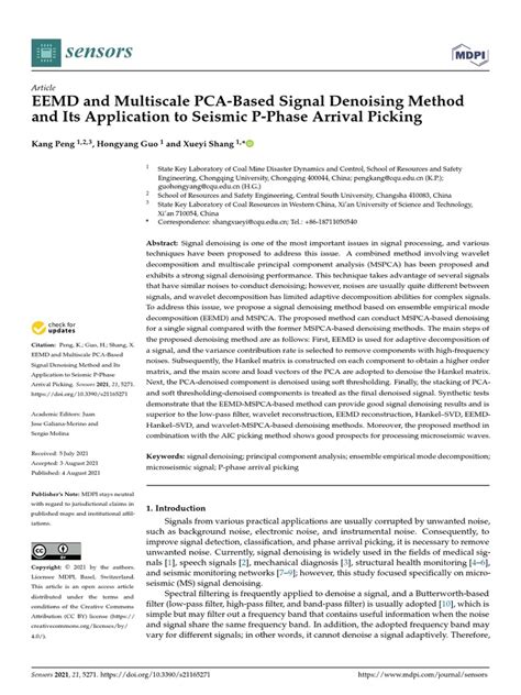 sensors eemd and multiscale pca based signal denoising method and its