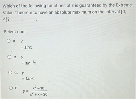 Solved Which Of The Following Functions Of X Is Guaranteed By The
