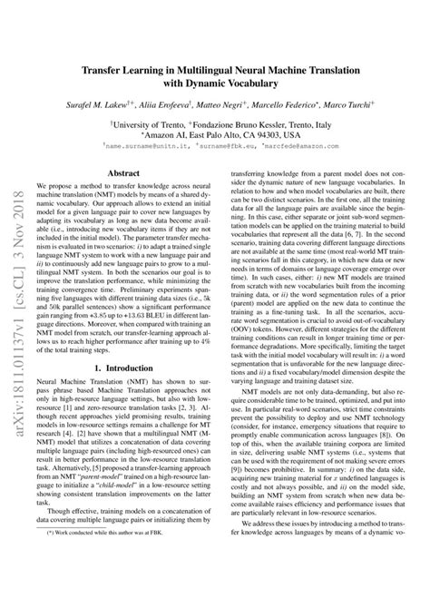 transfer learning in multilingual neural machine translation with