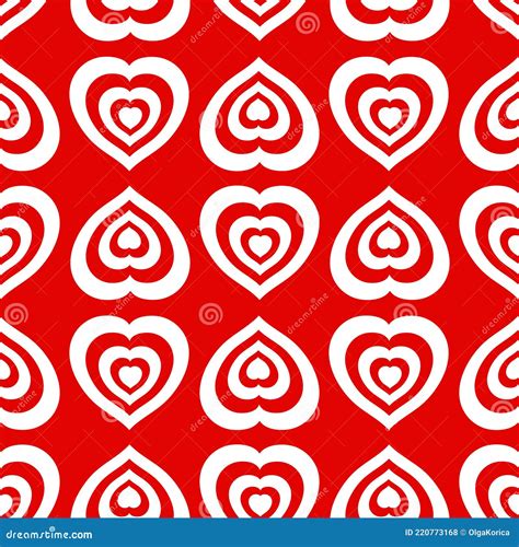 Heart Shape Seamless Pattern Red White Abstract Background Geometric Repeating Pattern For
