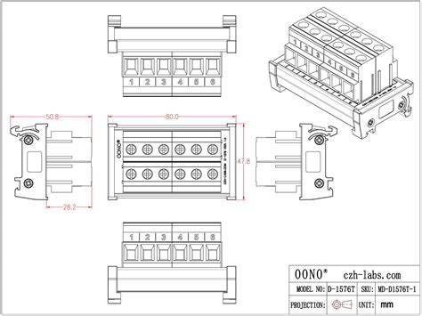 Din Rail Mount 52amp 300v 6 Position Screw Terminal Block Distribution Module