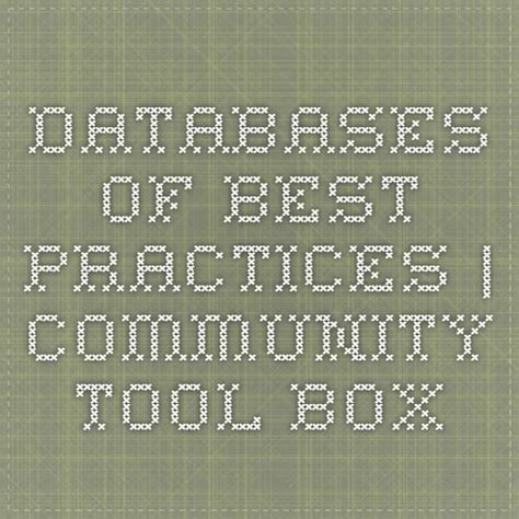 Databases Of Best Practices Community Tool Box Alternative Education Best Practice Practice