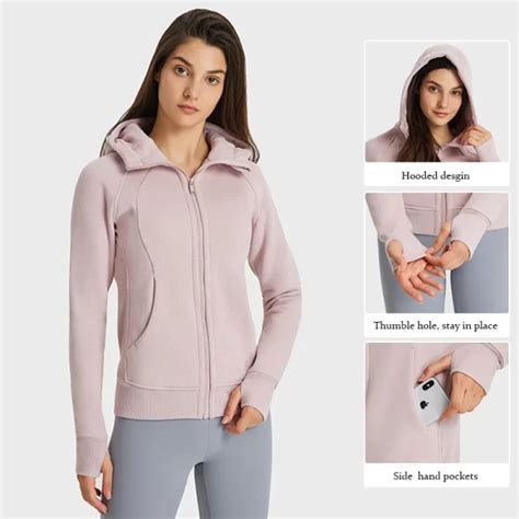 Womens Cotton Zip Up Hoodie Sweatshirt W Thumbhole Running Workout