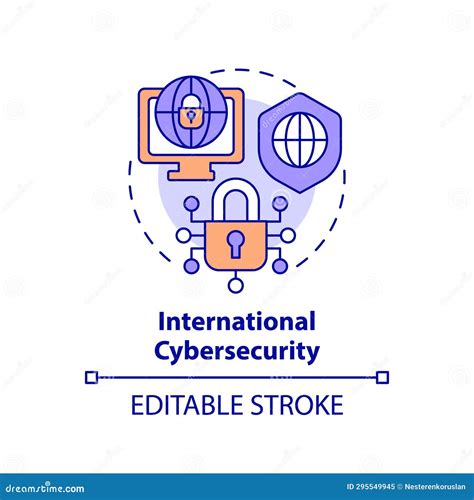 2d Thin Linear Icon International Cybersecurity Concept Stock Vector