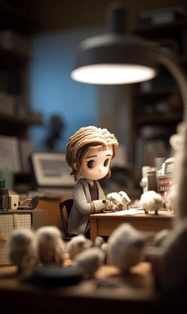 Premium Photo A Doll Sits In Front Of A Computer Monitor