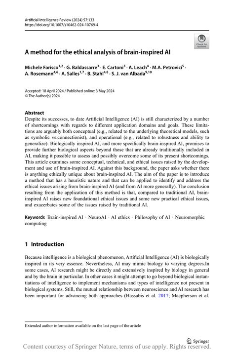 Pdf A Method For The Ethical Analysis Of Brain Inspired Ai