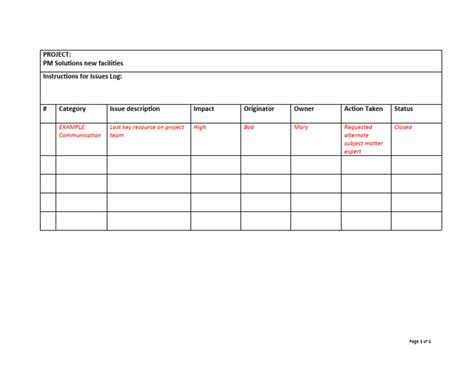Issue Log Project 2 Pdf