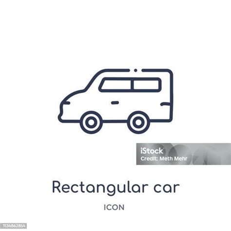 기계화 아이콘 개요 컬렉션에서 선형 사각형 자동차 아이콘입니다 얇은 라인 사각형 자동차 아이콘 흰색 배경에 고립입니다 직사각형