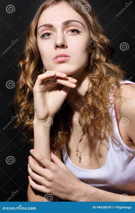 Portrait Of The Beautiful Girl With Long Brown Hair Stock Image Image