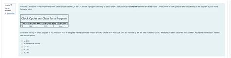 Following TableClock Cycles Per Class For A Chegg Com