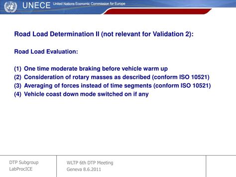 PPT WLTP DTP LabProcICE Validation Road Load Vehicle Selection Lab Procedures PowerPoint