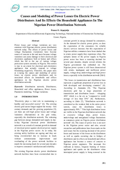 Pdf Causes And Modeling Of Power Losses On Electric Power Distributors And Its Effects On