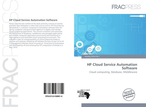 Hp Cloud Service Automation Software 978 613 6 56861 4 6136568616