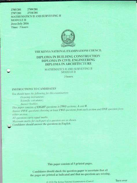 Mathematics Ii And Surveying Ii June July 2016 Pdf