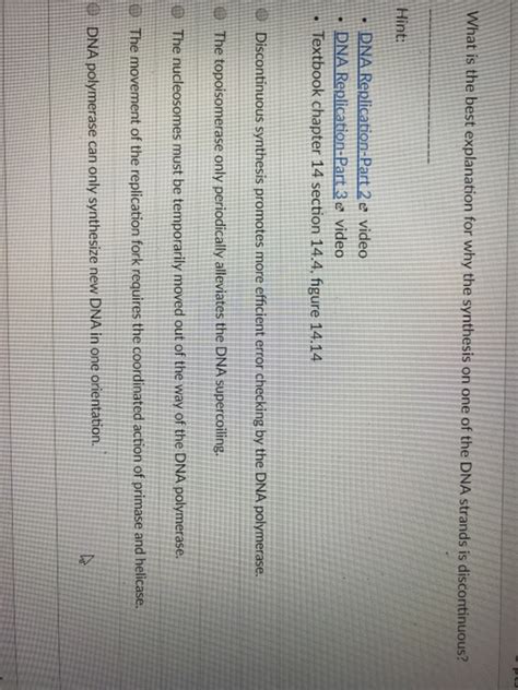 Solved What Is The Best Explanation For Why The Synthesis On