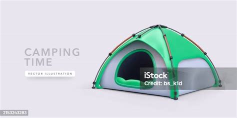 흰색 배경에 고립된 현실적인 스타일의 캠핑 텐트 벡터 일러스트 레이 션 0명에 대한 스톡 벡터 아트 및 기타 이미지 0명 3차원 형태 개념 Istock