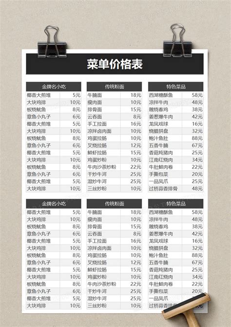 家庭菜单表菜单菜名第2页大山谷图库