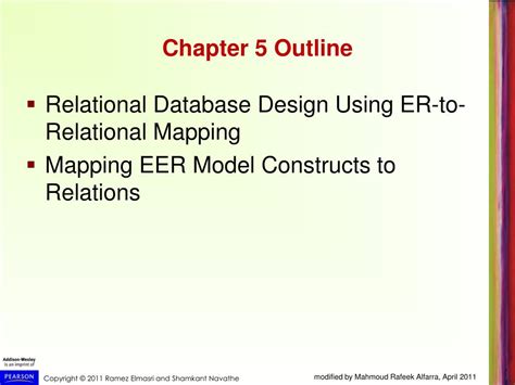 Ppt Chapter 5 Relational Database Design By Er And Eer To Relational