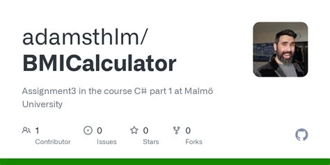 github adamsthlm bmicalculator assignment3 in the course c part 1