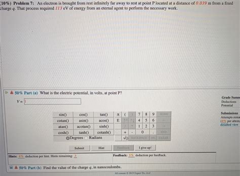 Solved 10 Problem 7 An Electron Is Brought From Rest