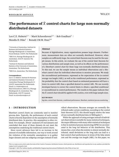 Pdf The Performance Of X¯ Control Charts For Large Non Normally