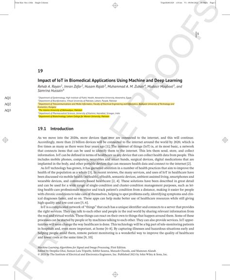 Pdf Impact Of Iot In Biomedical Applications Using Machine And Deep Learning