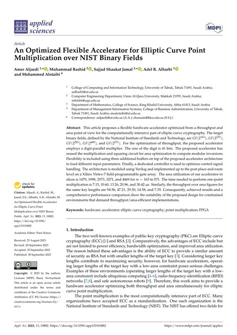 Pdf An Optimized Flexible Accelerator For Elliptic Curve Point
