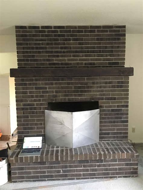 Dark Brown Brick Fireplace