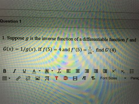 solved suppose g is the inverse function of a differentiable