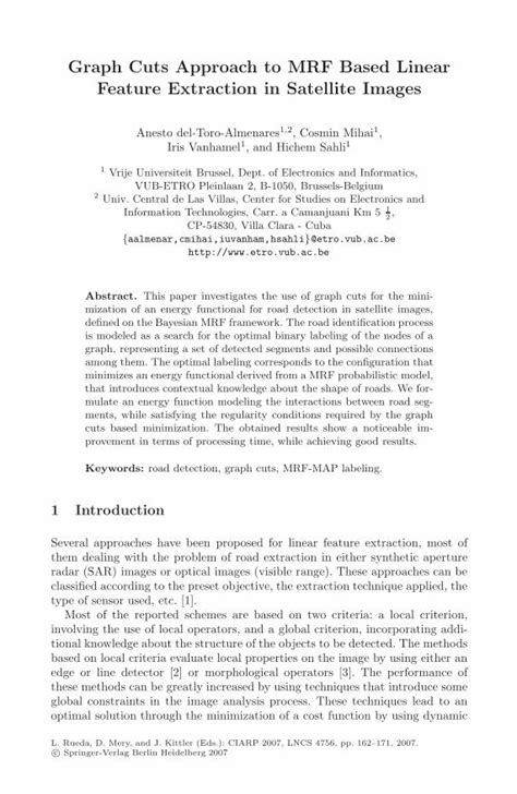 pdf graph cuts approach to mrf based linear feature extraction