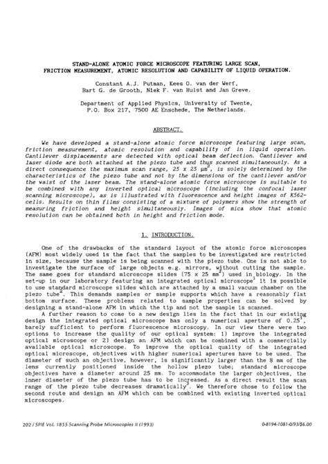 Pdf Stand Alone Atomic Force Microscope Featuring Large Scan Friction Measurement Atomic