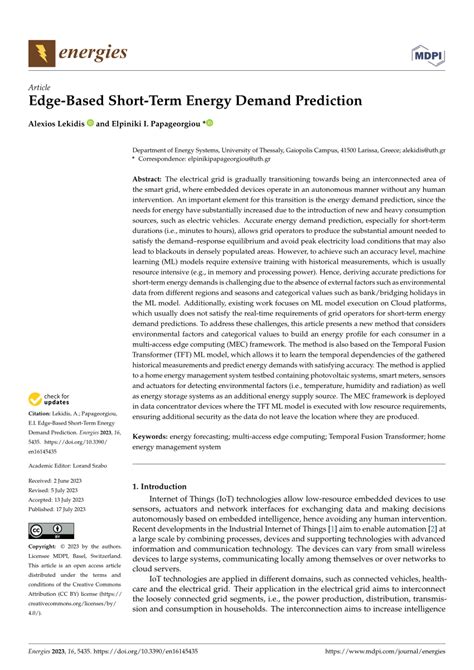 Pdf Edge Based Short Term Energy Demand Prediction