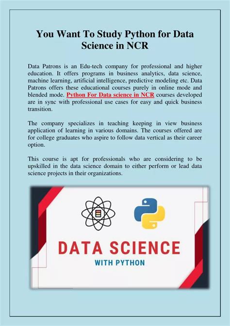Ppt You Want To Study Python For Data Science In Ncr Powerpoint