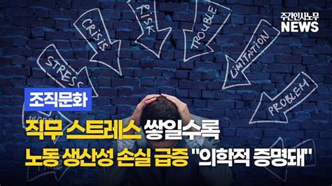 조직문화 직무 스트레스 쌓일수록 노동 생산성 손실 급증의학적 증명돼 5월 3주차 Youtube
