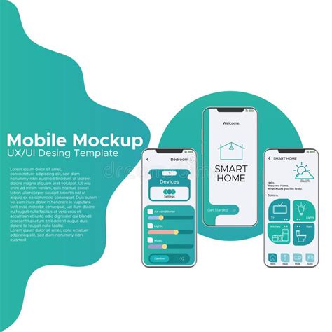 Colored Mobile App Mockup Templates Vector Stock Illustration Illustration Of Mockup Modern
