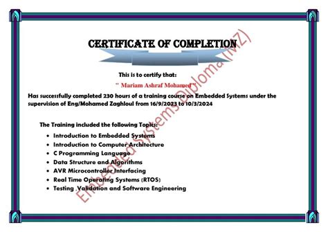 Mariam Ashraf On Linkedin Im Pleased To Share That Ive Completed The Embedded Systems Diploma