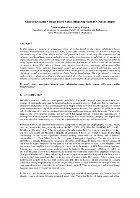 Pdf Chaotic Dynamic S Boxes Based Substitution Approach For Digital Images