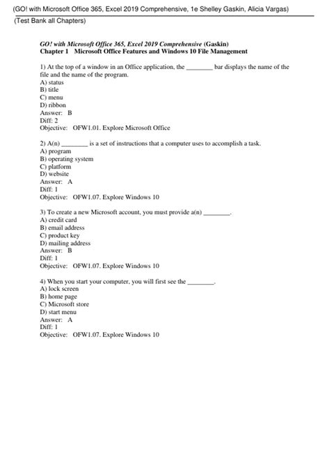 Go With Microsoft Office 365 Excel 2019 Comprehensive 1st Edition By