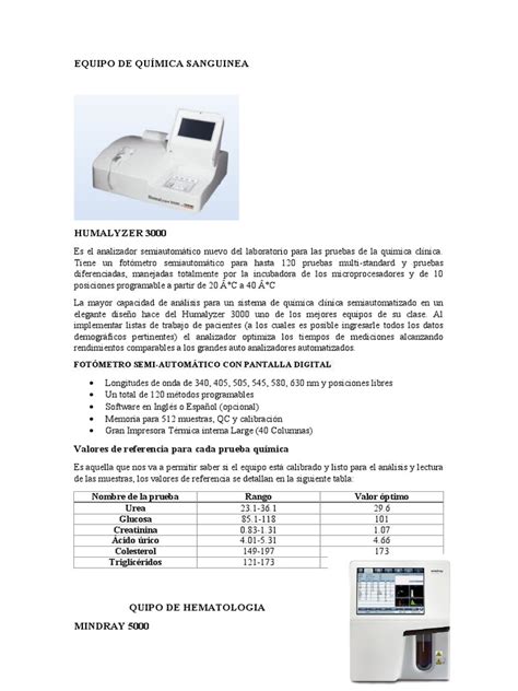 Equipo De Química Sanguinea Pdf Leucocito Biología Celular