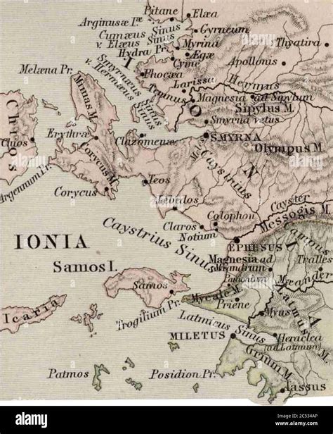 Ionia Asia Minor Map Classical Atlas 1886 Keith Johnston Stock