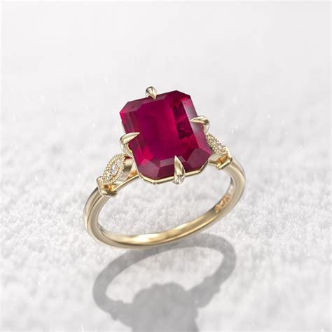 Emerald Cut Ruby Ring Etsy