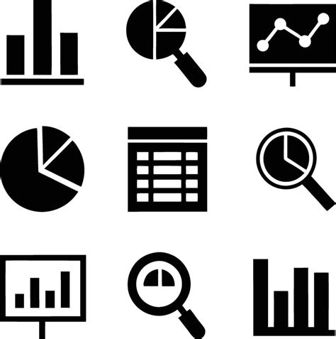 Data Analysis Charts Graphs Spreadsheet Pie Bar Magnifier Research
