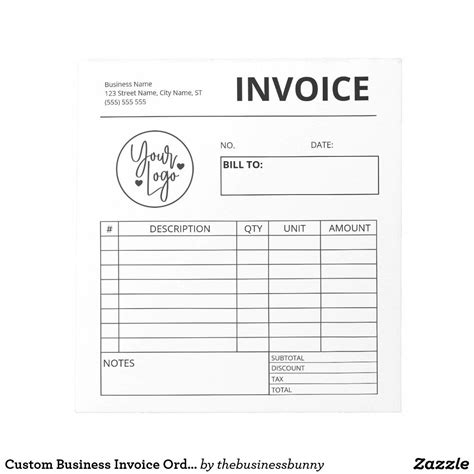 Logo Invoice Custom Small Business Notepad Artofit