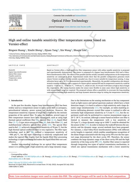 Pdf High And Online Tunable Sensitivity Fiber Temperature Sensor