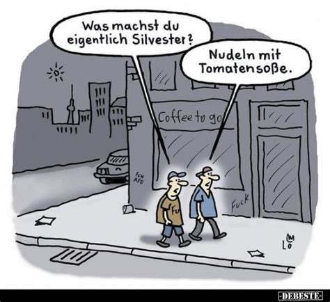 Two Men Are Talking To Each Other In Front Of A Sign That Says Heute