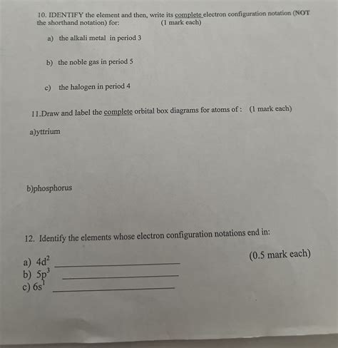 Solved Identify The Element And Then Write Its Complete
