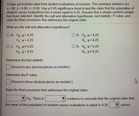 Solved A Data Set Includes Data From Student Evaluations Of Chegg