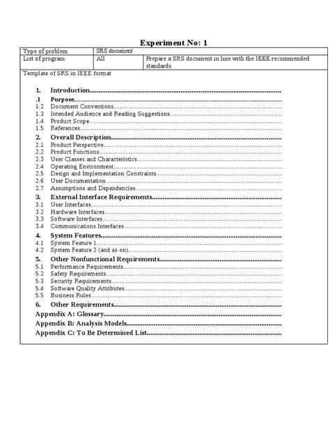 1 Srs Ieee Template Pdf Information Technology Information Age