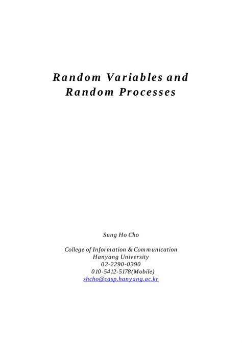 Pdf Random Variables And Random Processes Egloos Dokumentips